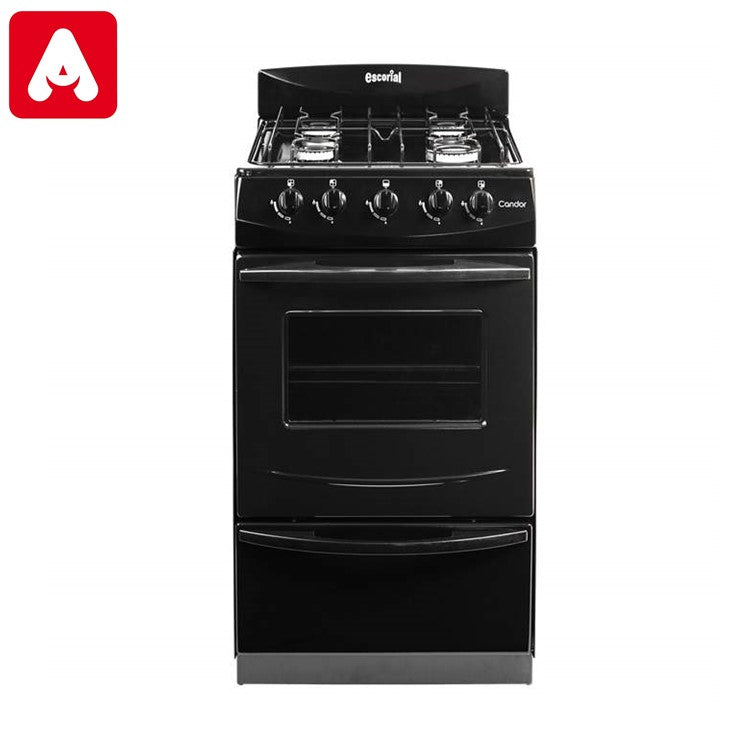 COCINA ESCORIAL CANDOR NEGRA GN 4 HOR. VISOR Y PARRILLA – Tienda Ama Hogar